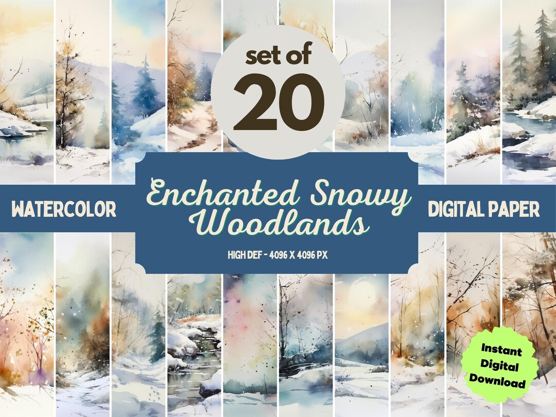 Snow Digital Papers, Set of 20 Enchanted Snowy Woodlands, Forest ...