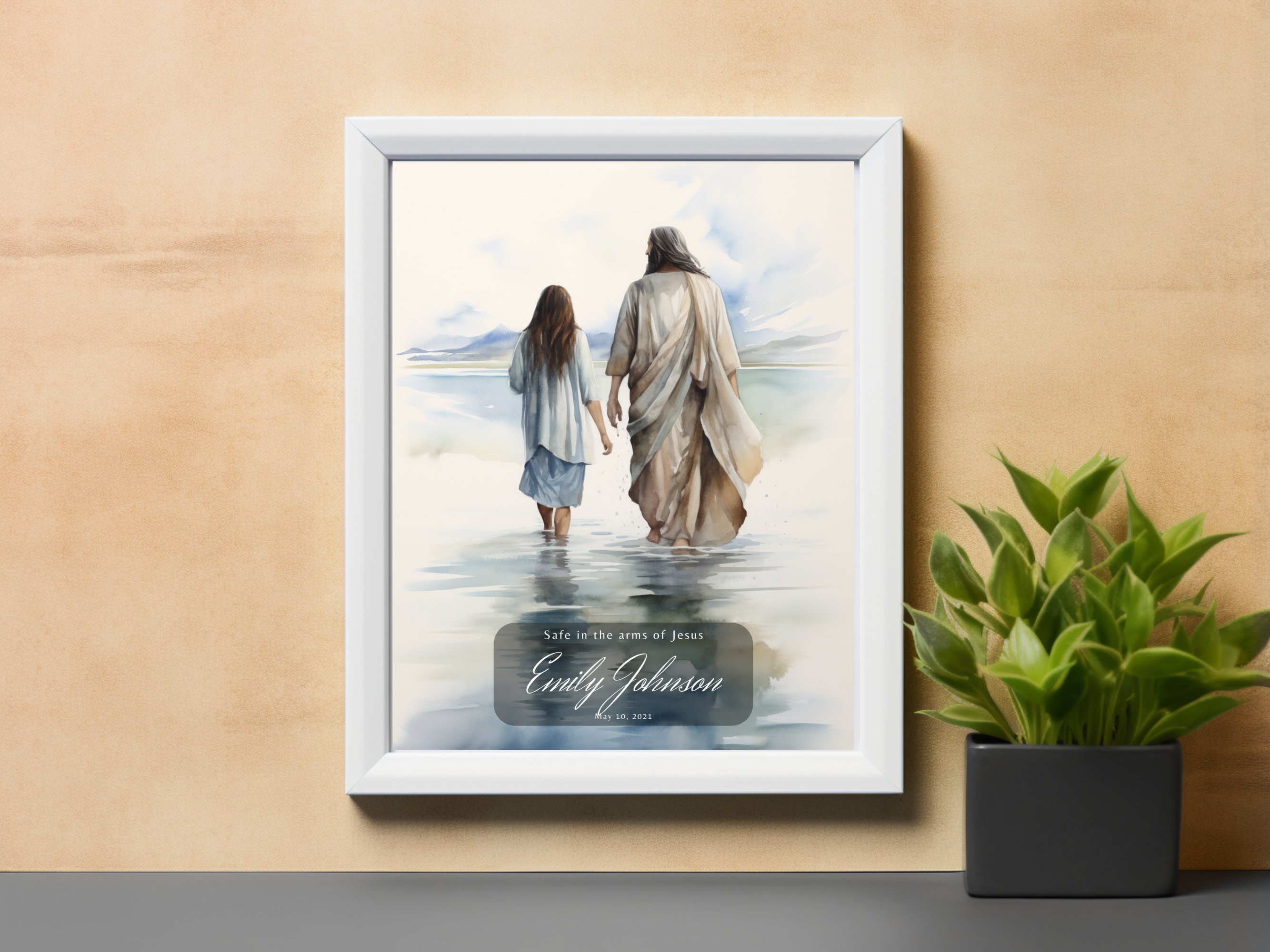 Personalized Memorial Jesus With Woman, Custom Printable Gift, Memorial ...