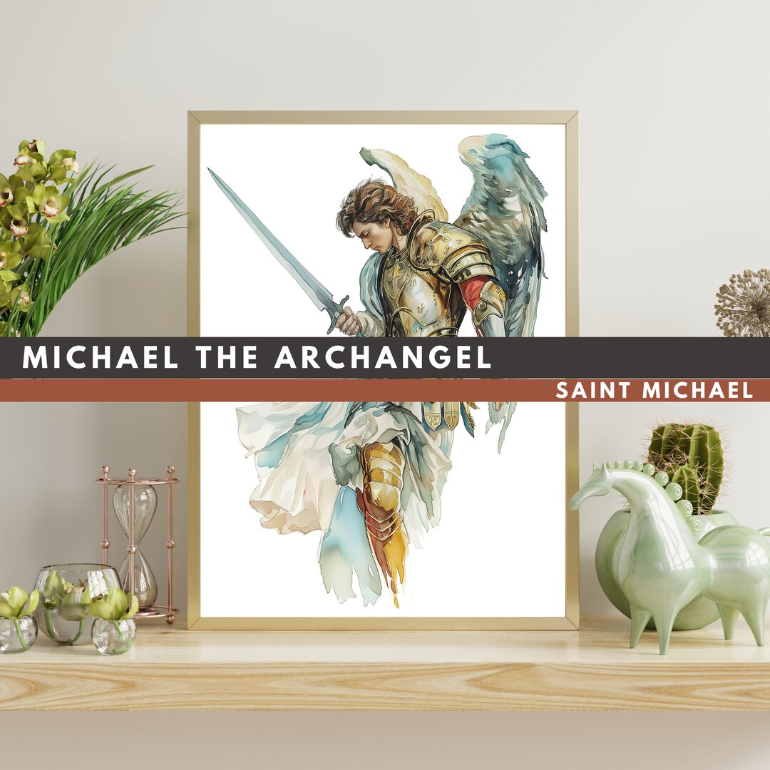 Archangel Michael Watercolor PNG - Digital Download, Guardian Angel ...