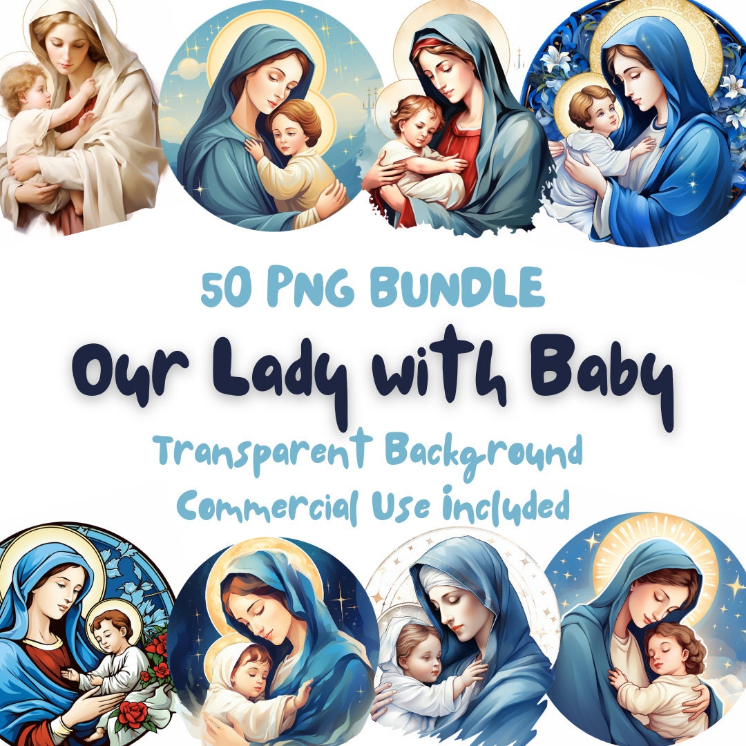 Our Lady Clipart BIG Bundle PNG Transparent Background Virgin Mary ...