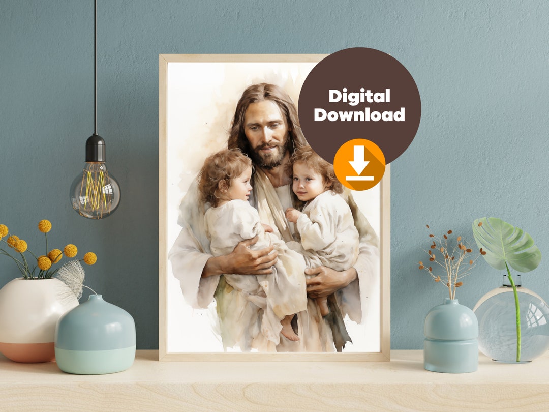 Jesus With Twins, Boy Girl, Jesus Holding Miscarry Baby Boy, Baby Girl ...