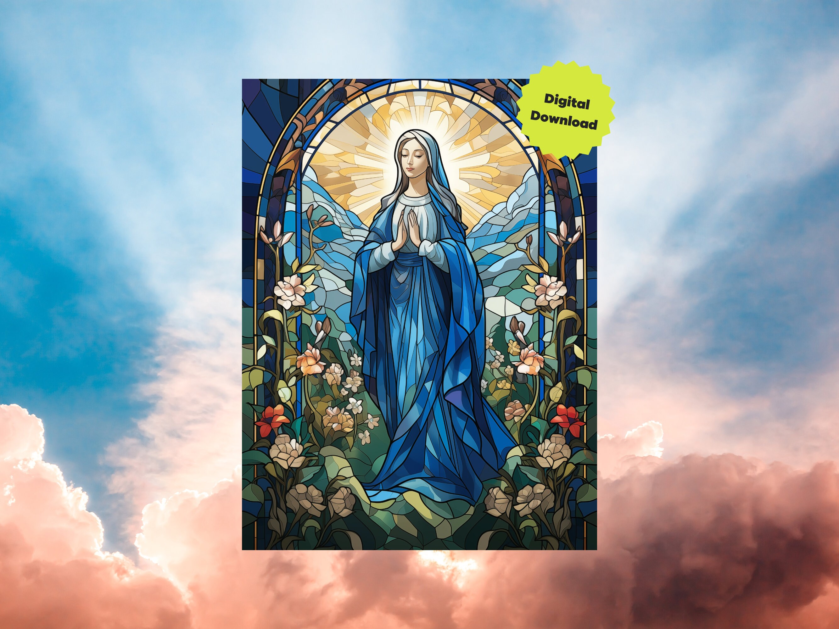 The Immaculate Conception Painting, Stained Glass, Digital Download ...