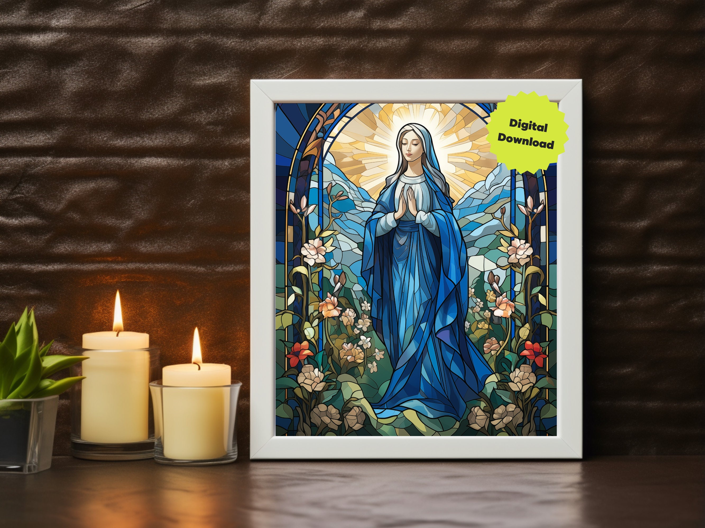 The Immaculate Conception Painting Stained Glass Digital Download