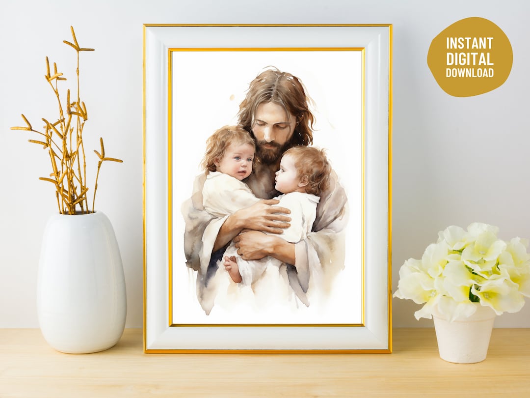 Miscarriage Gift Twins Jesus Holding Babies Christ Art - Etsy