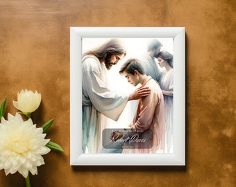 Personalized Memorial Jesus With Young Man Custom Printable - Etsy