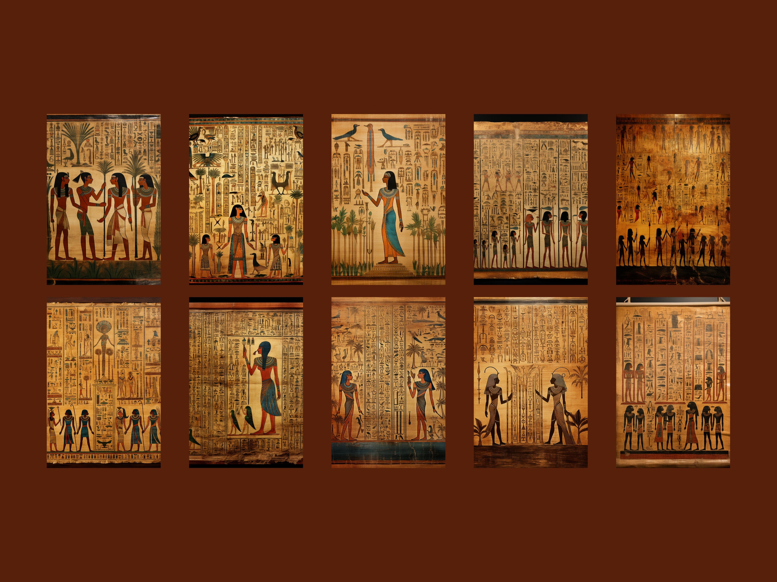 Egyptian Papyrus Set of 10, Ancient Scrolls 4:3, Egypt Photo Booth ...