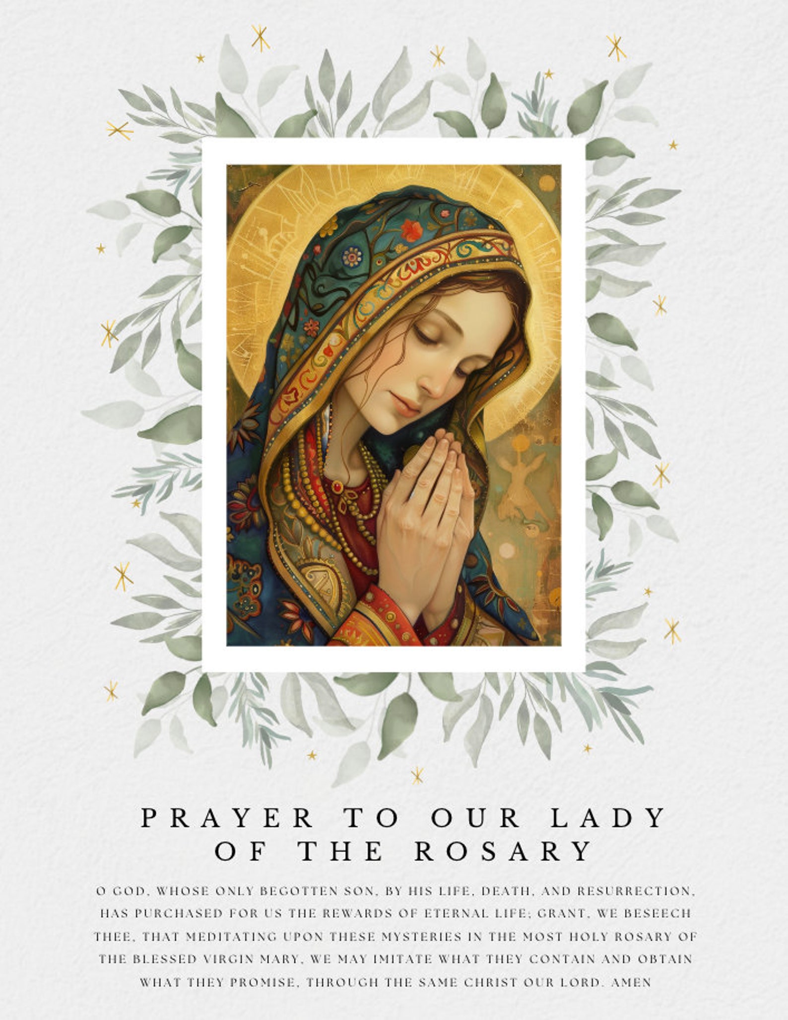 Prayer to Our Lady of the Rosary, Letter US and A4 PDF, Printable ...