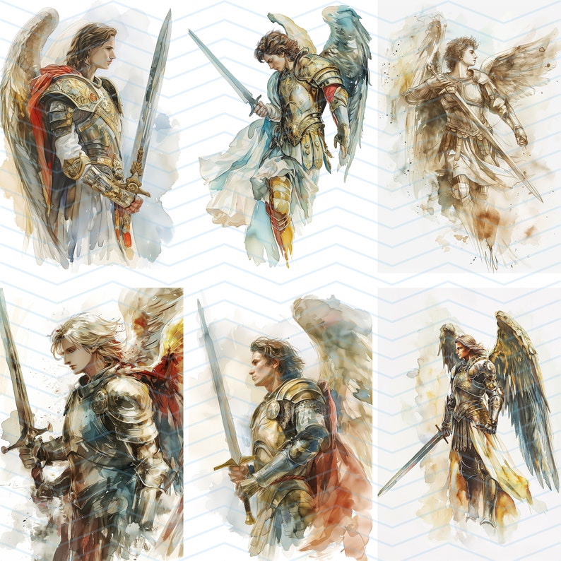 St. Michael Archangel Bundle - Digital Download, 25 Watercolor PNG ...