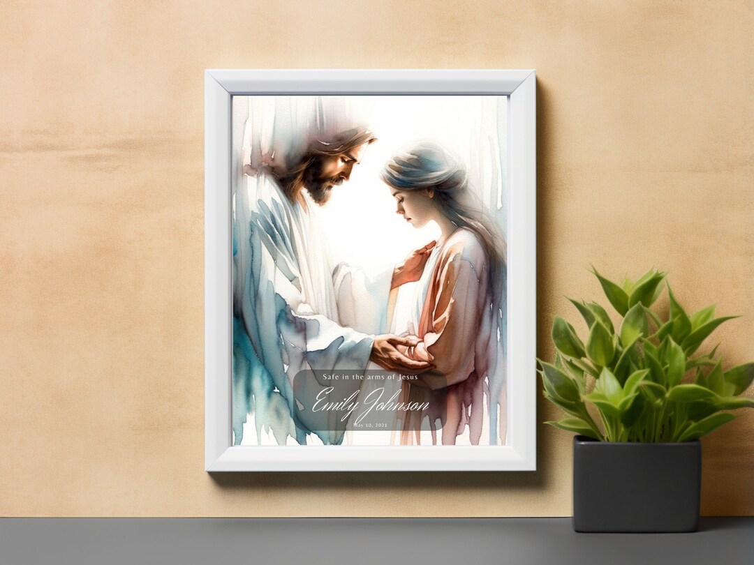 Personalized Memorial Jesus With Woman, Custom Printable Gift, Memorial ...
