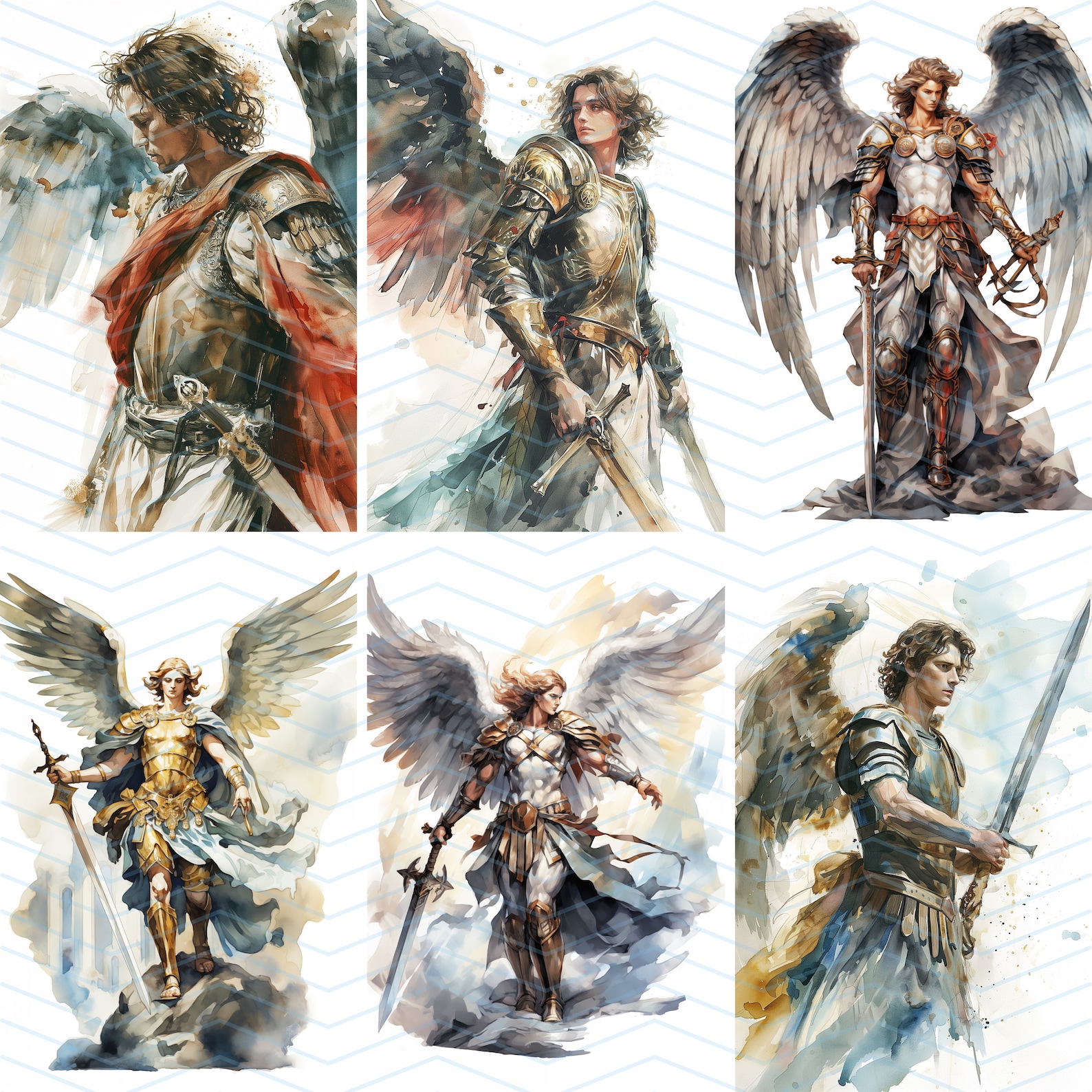 St. Michael Archangel Bundle - Digital Download, 25 Watercolor PNG ...