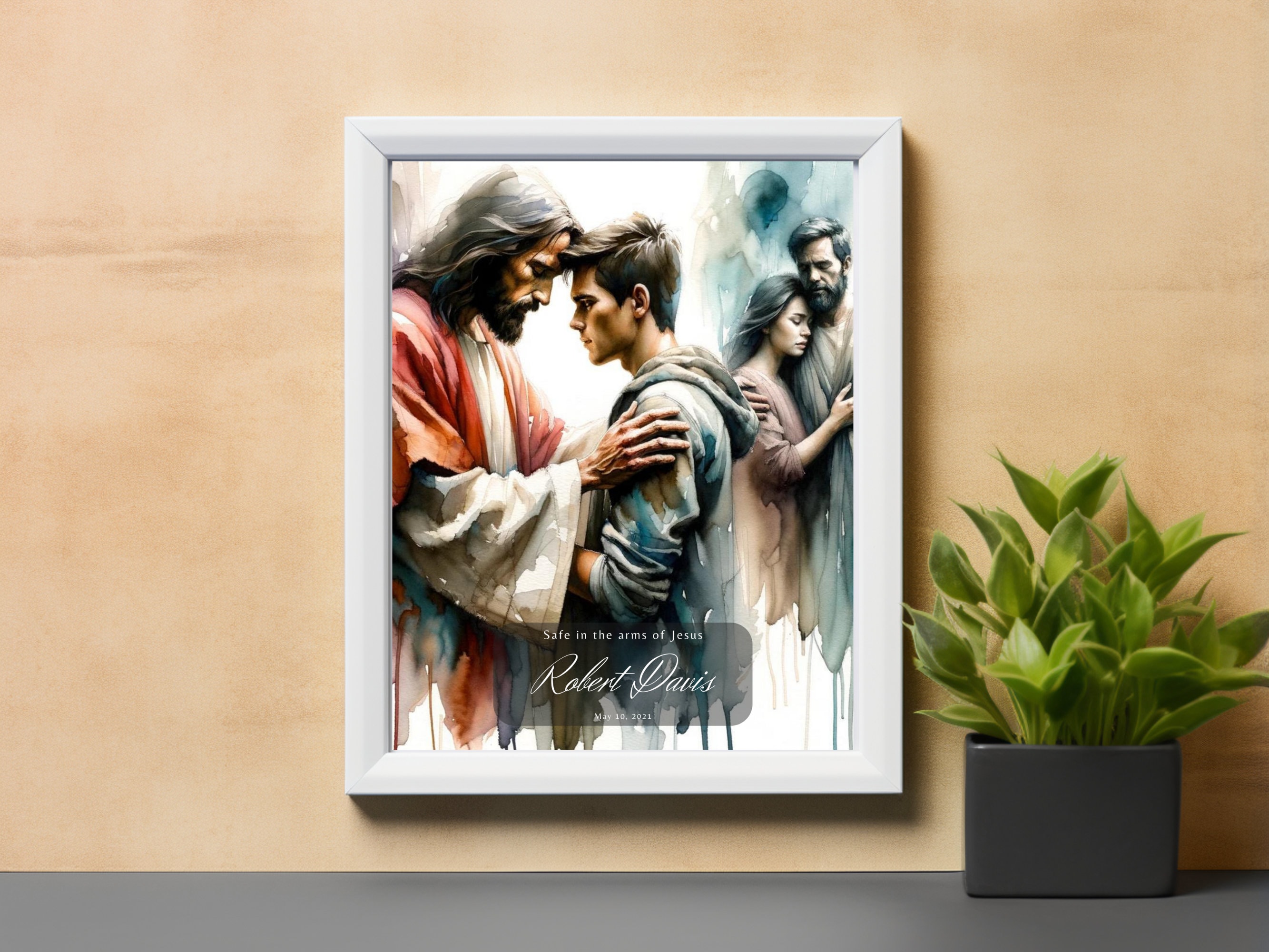 Personalized Memorial Jesus With Young Man Custom Printable - Etsy