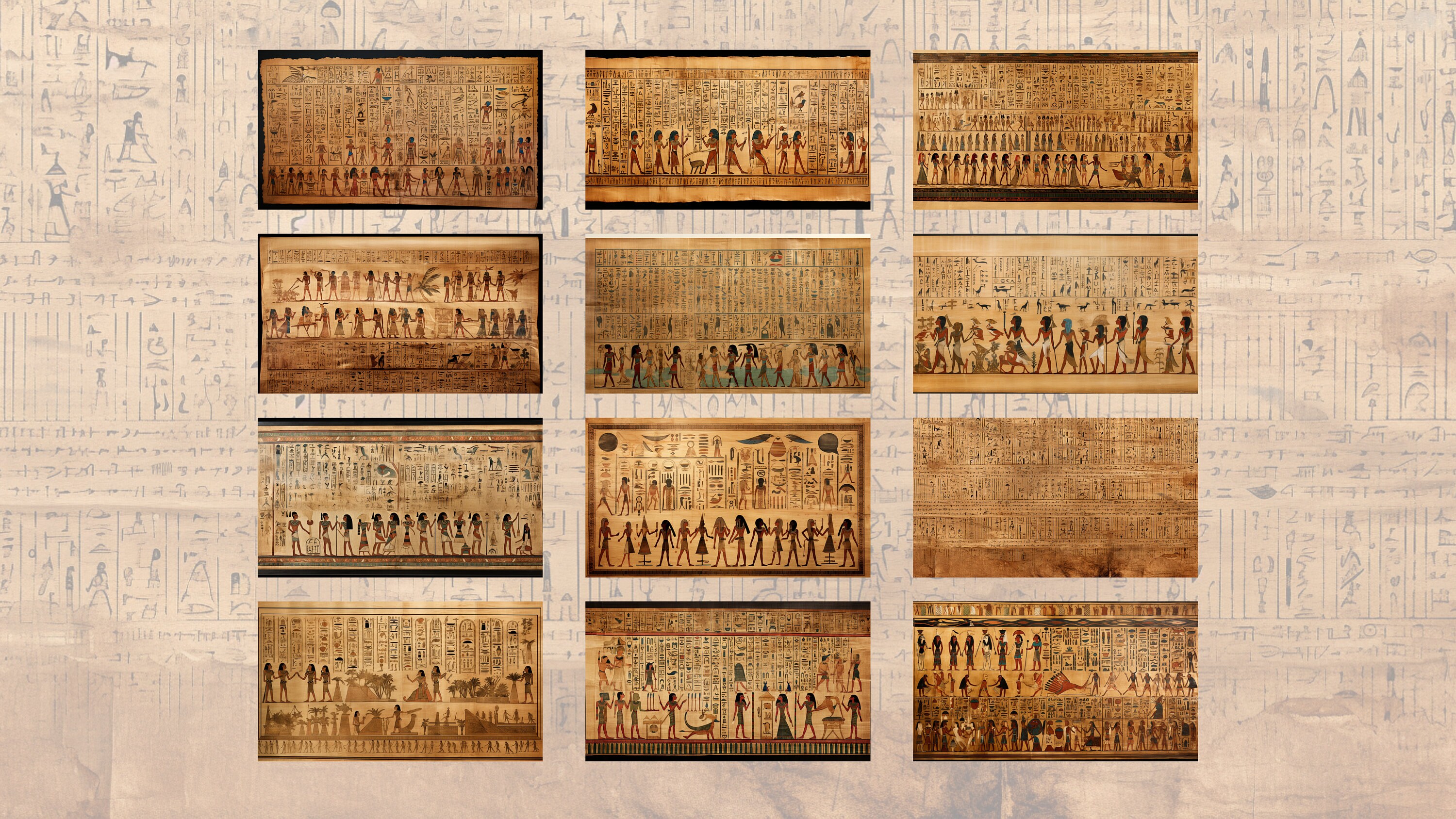 Egyptian Papyrus 36 Digital Wallpapers 16:9, Digital Paper ...