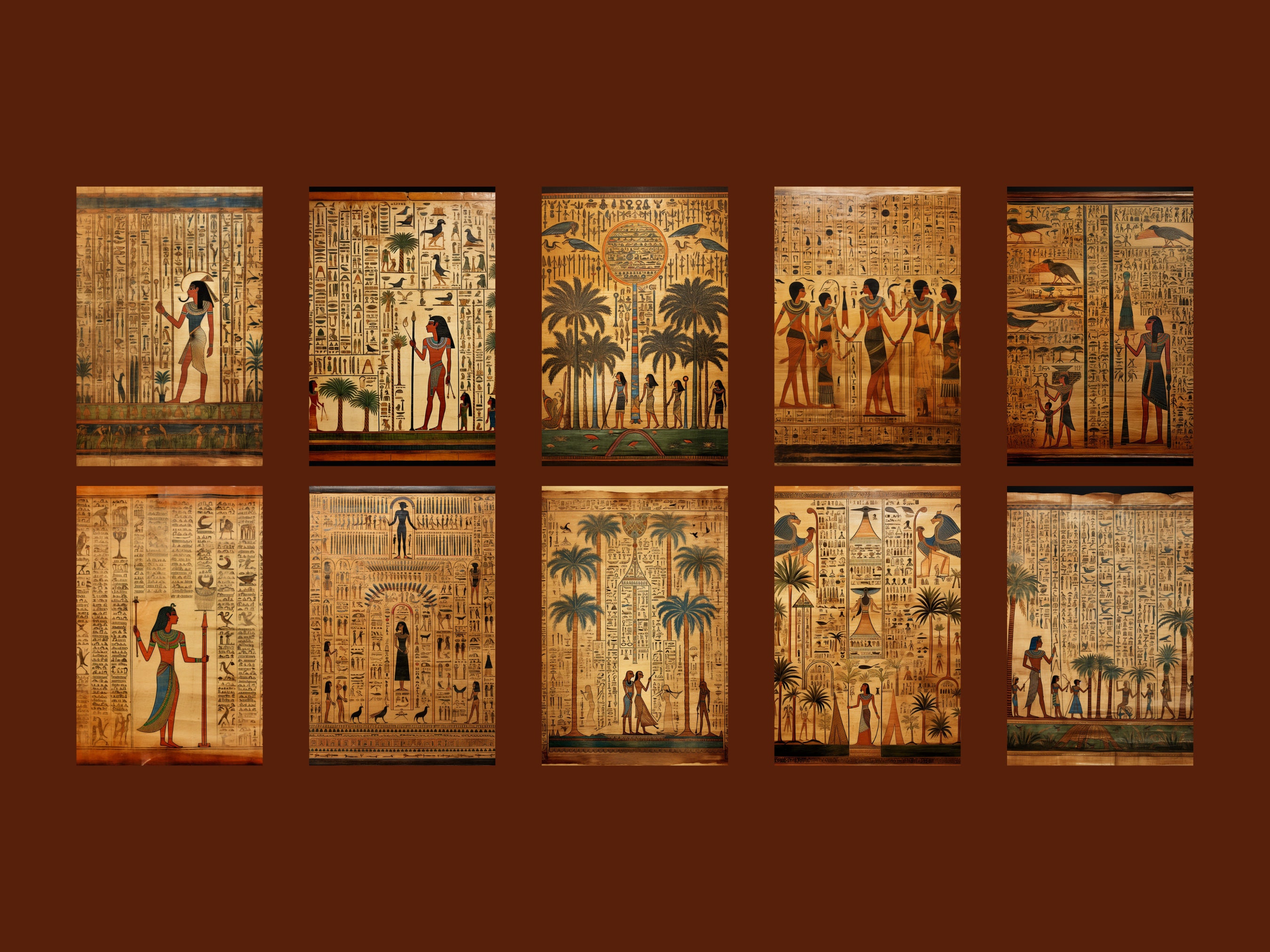 Bundle of 10 Egyptian Papyrus, Ancient Scrolls 4:3, Egypt Photo Booth ...