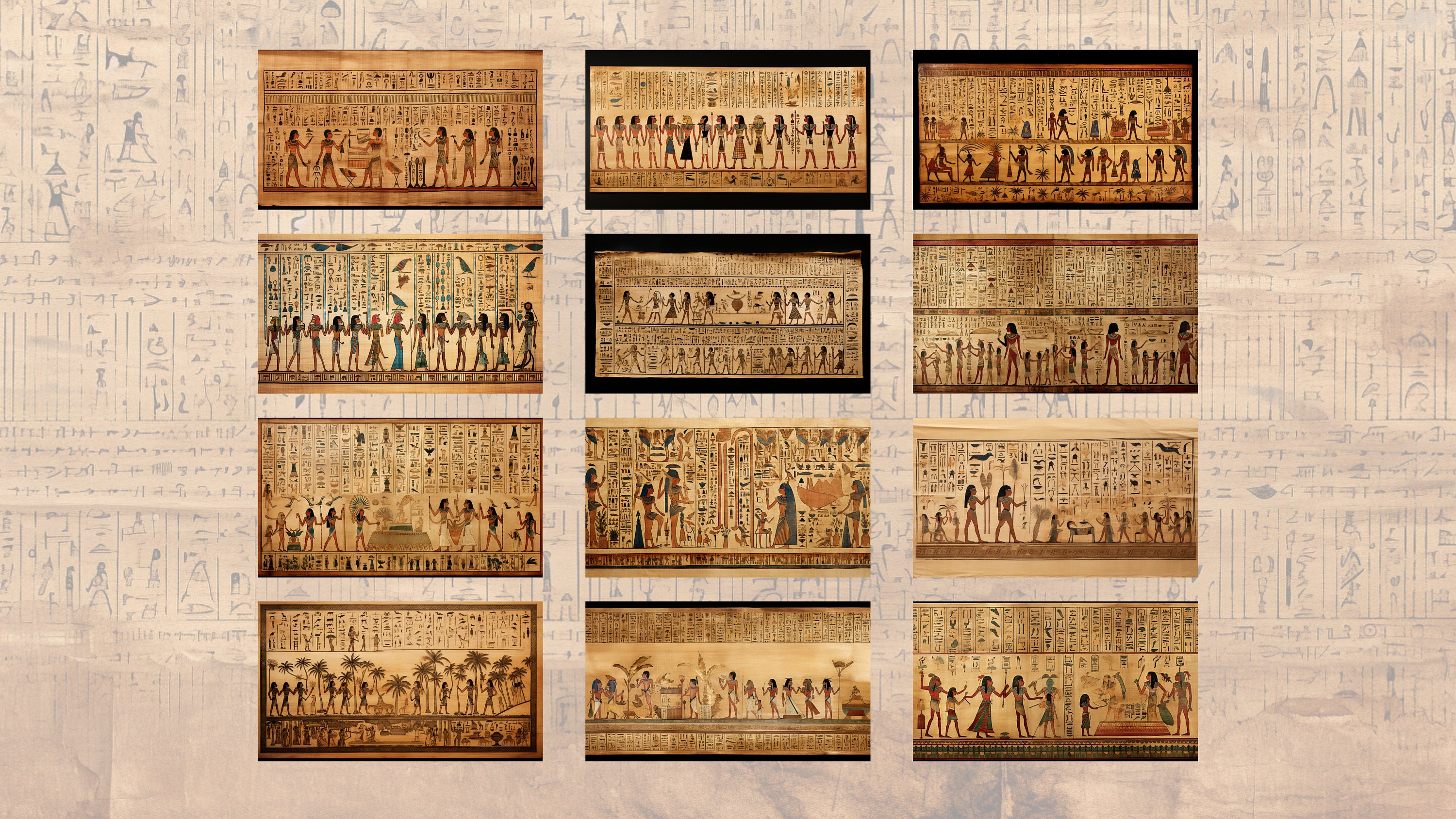 Egyptian Papyrus 36 Digital Wallpapers 16:9, Digital Paper ...