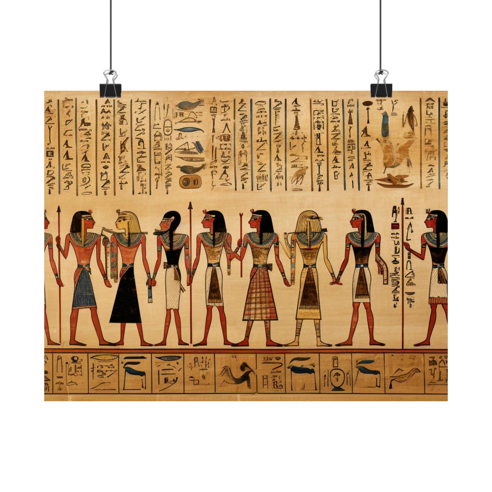 Egyptian Papyrus Theme Matte Horizontal Poster Egyptian Papyrus Hieroglyphics, Tomb Art ...
