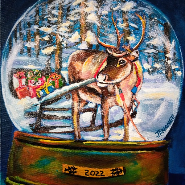 Reindeer Painting - Etsy