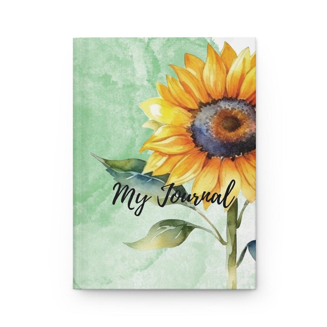 Sunflower Hardcover Journal, Hand Painted Floral Notebook, Yellow ...