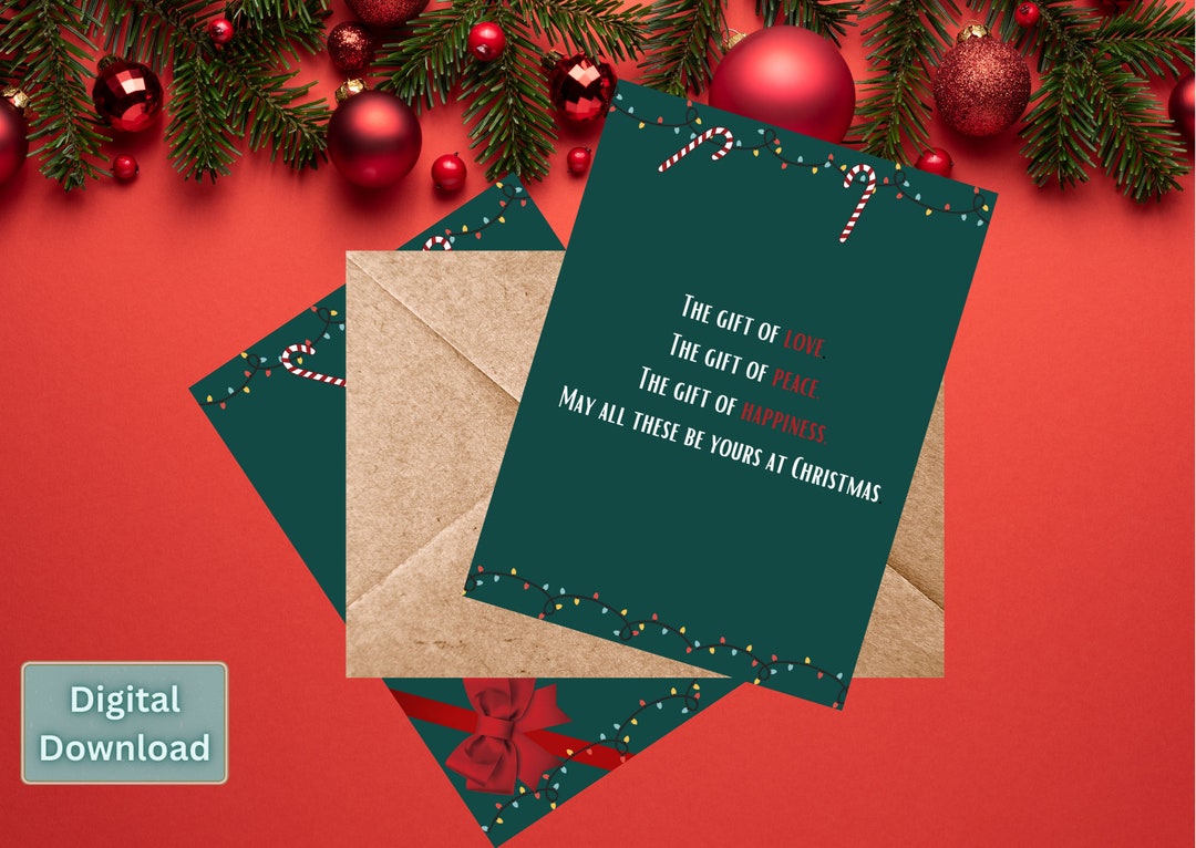 Merry Christmas / Digital Card / Printable Card / Foldable / Holidays ...