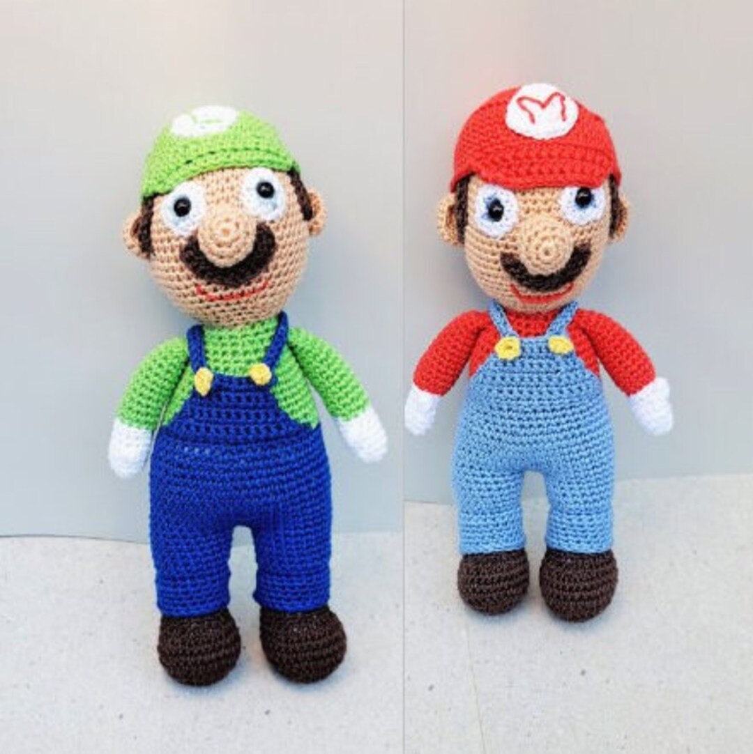 Super Mario and Luigi Doll Crocheted, Plush Cuddly Toy Amigurumi, Baby ...