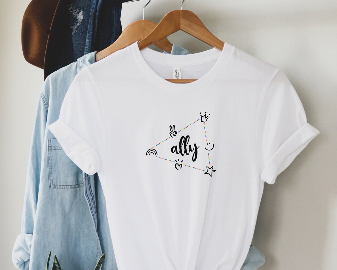 Ally Shirt With Crown, Star, Peace Sign, Happy Face, Rainbow & Heart ...