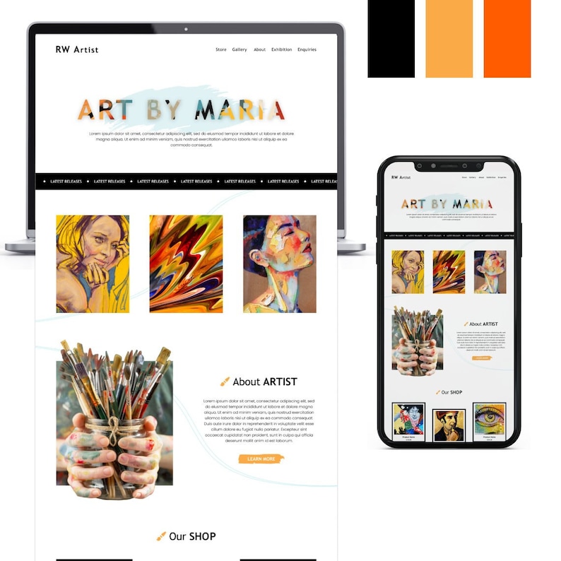 Artist Website Template, Squarespace Artist Website Template, Art ...