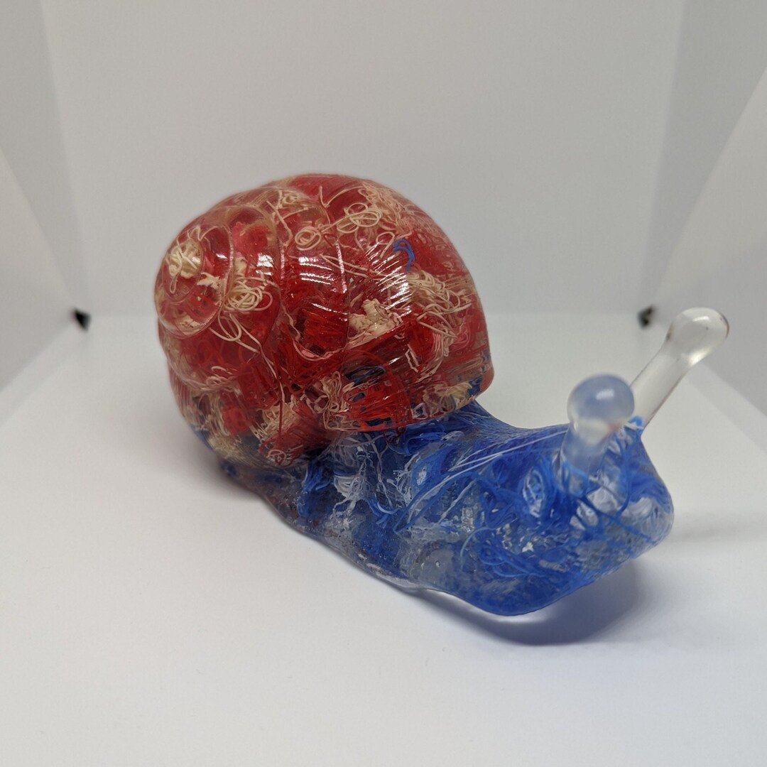 Resin Squiggle Snail Red & White Shell W/ Blue and White Slug - Etsy