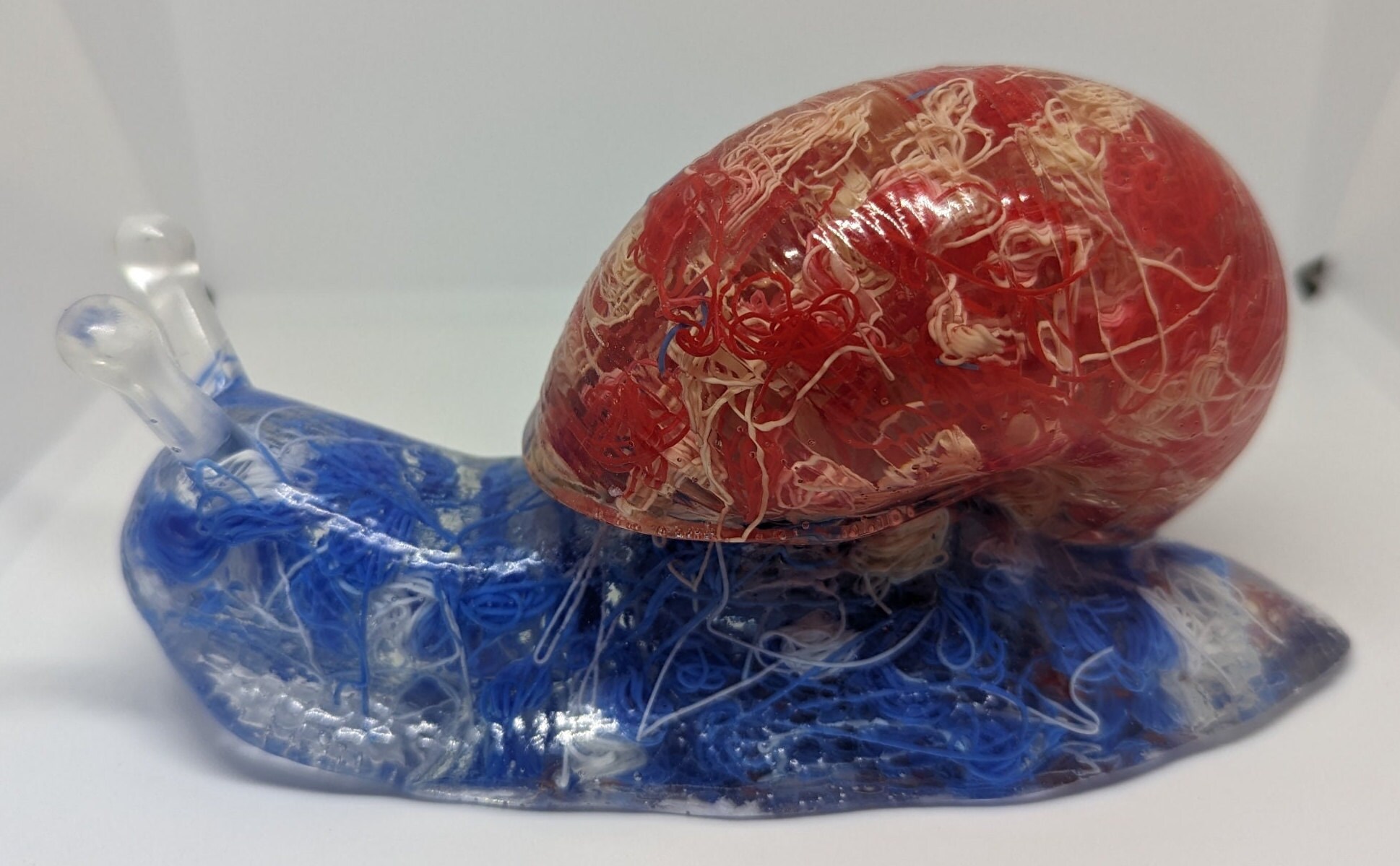 Resin Squiggle Snail Red & White Shell W/ Blue and White Slug - Etsy