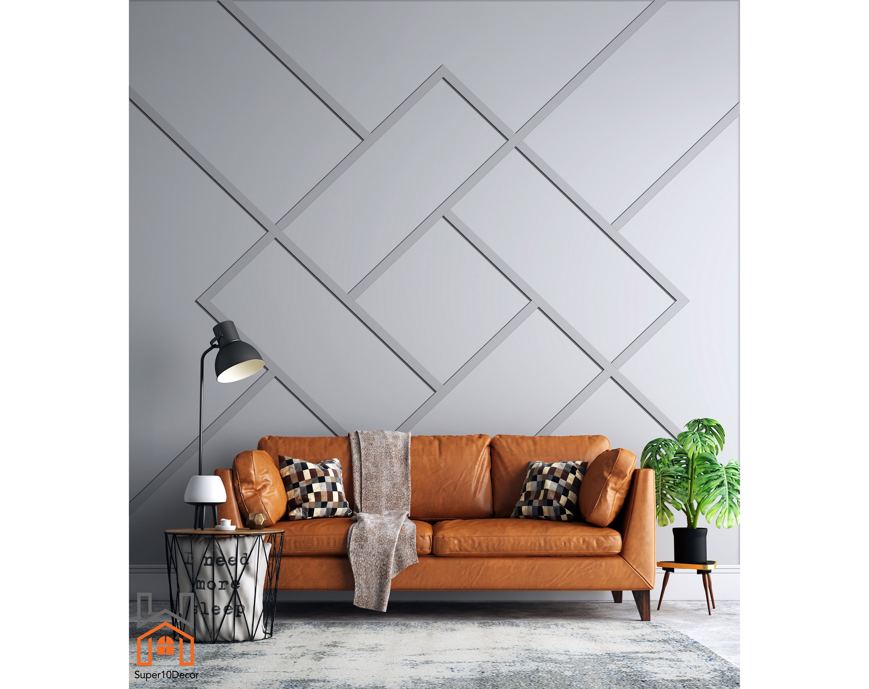 Diagonal Diamond Wall Molding Panel in Custom Layout, Decorative ...
