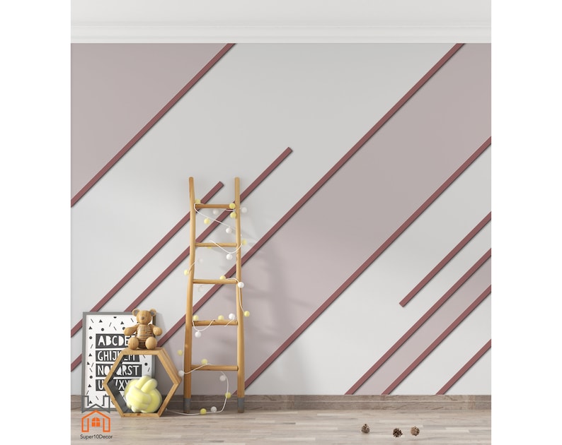 Modern Diagonal Wall Molding Kit | Custom Polystyrene Trim Panels ...