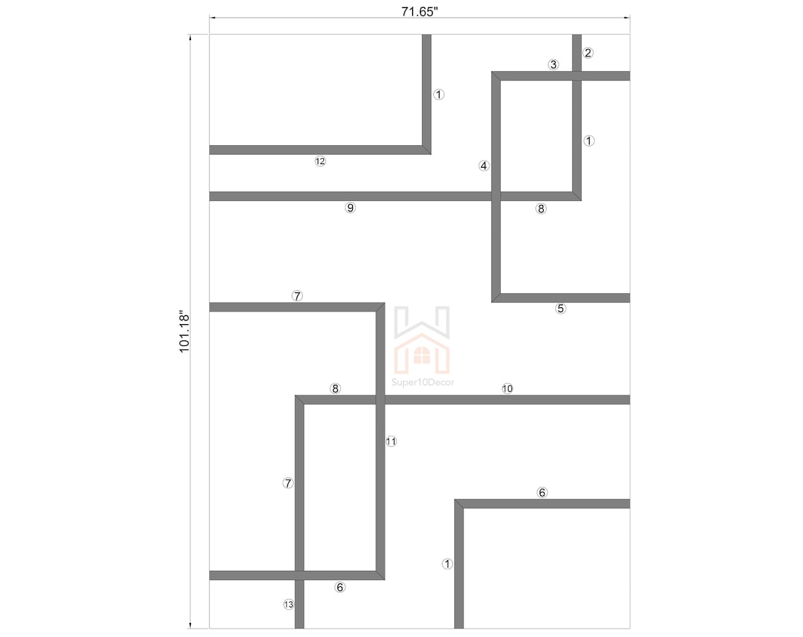 Custom Wall Frame Molding With Asymmetric Square Pattern, Painted ...