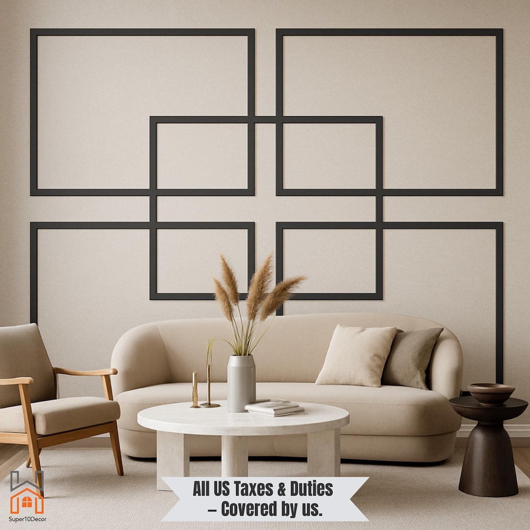Custom Overlapping Square Wall Molding, Decorative Polystyrene Paneling ...