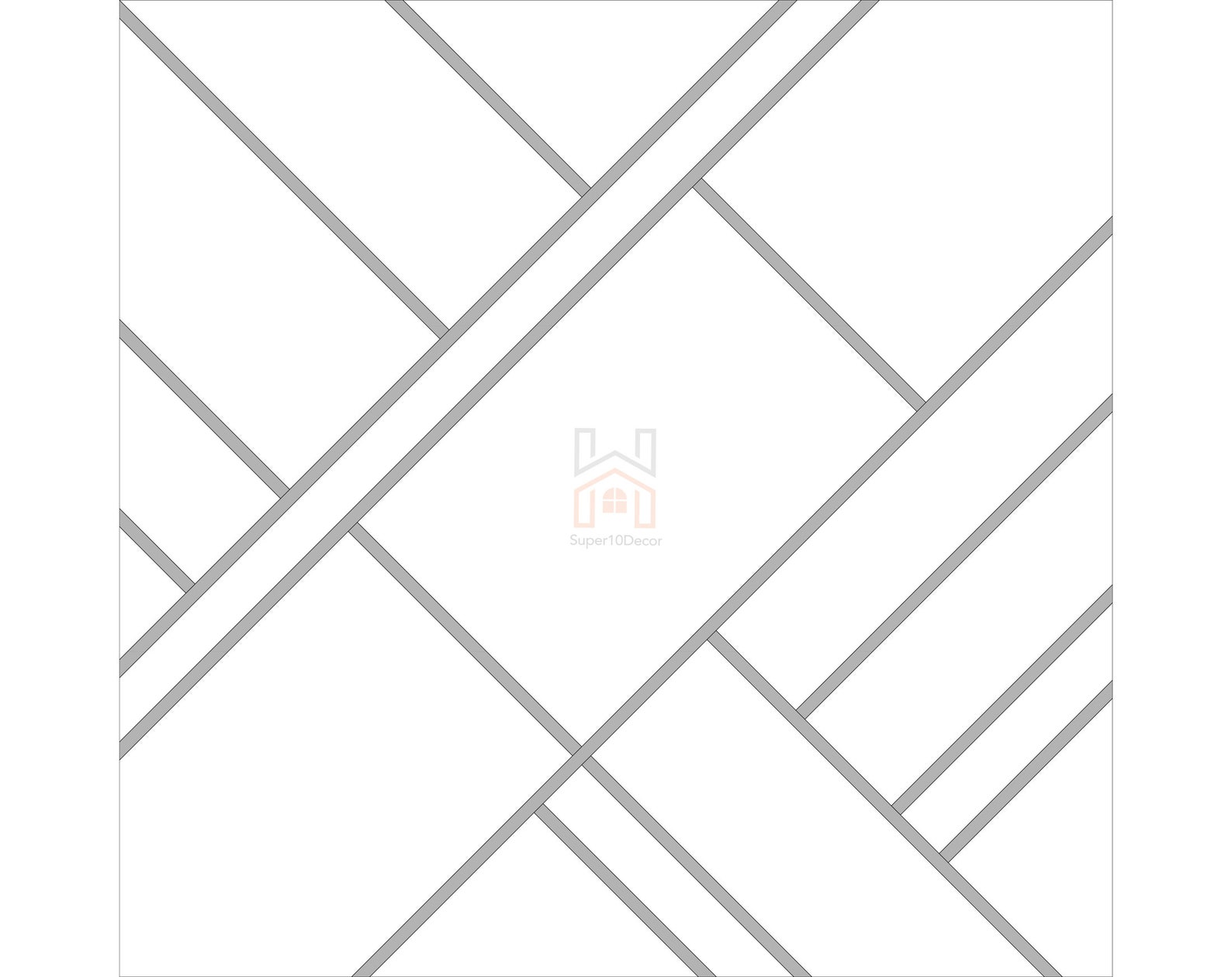 Modern Diagonal Wood Wall Molding Kit | Geometric Wall Trim Design ...