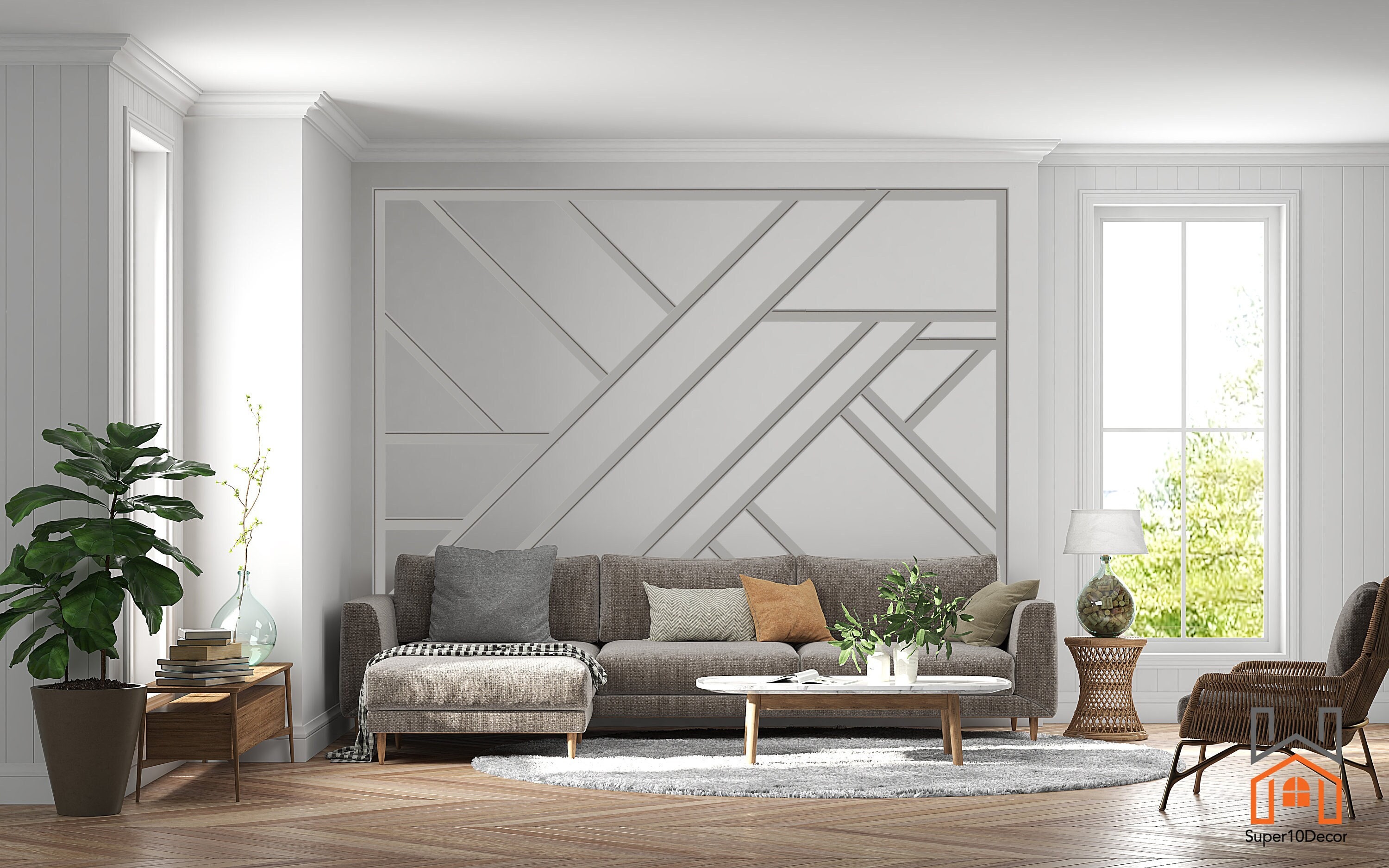 Custom Wall Panel Molding Kit | Diagonal Polystyrene Trim for Feature ...