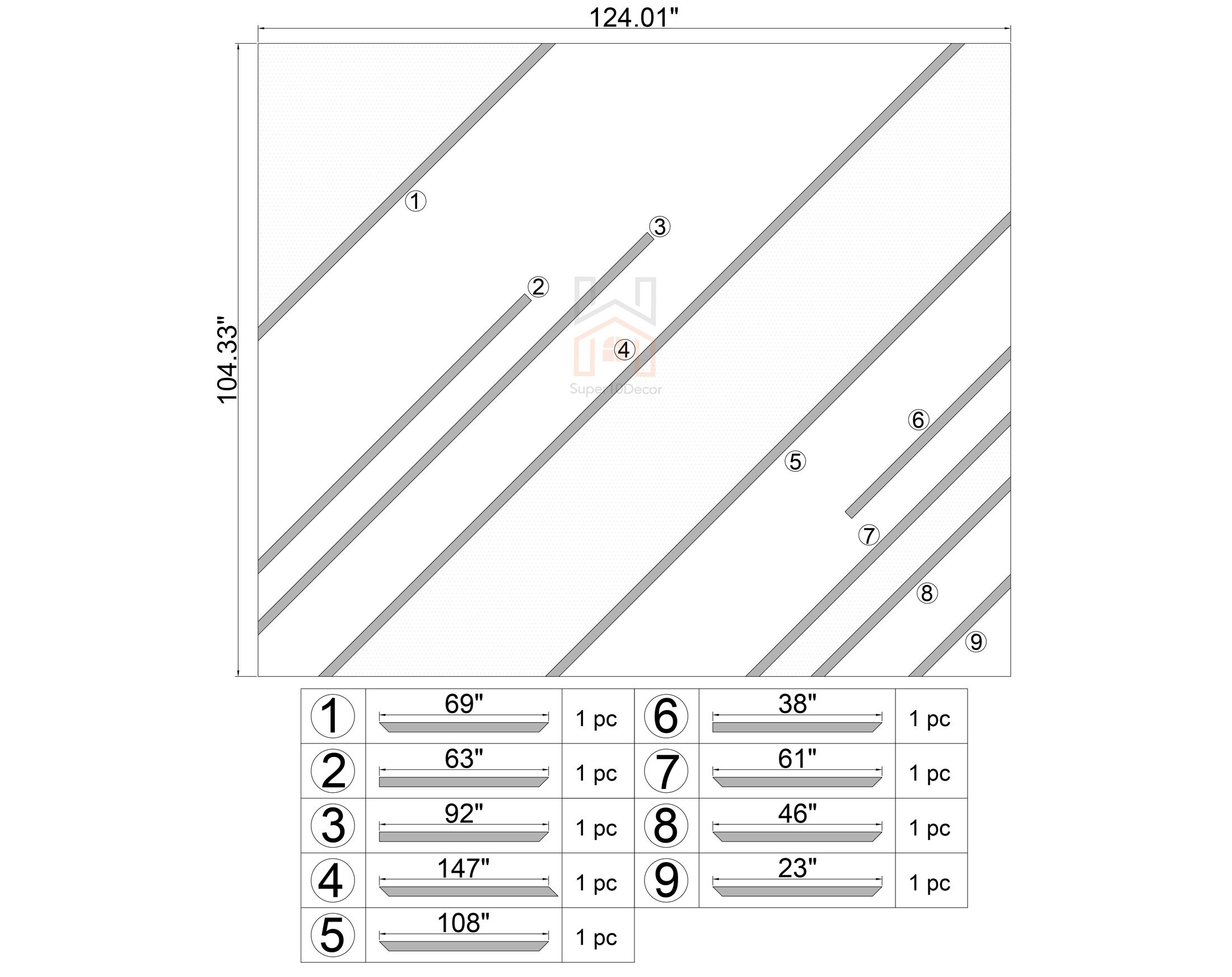 Modern Diagonal Wall Molding Kit | Custom Polystyrene Trim Panels ...