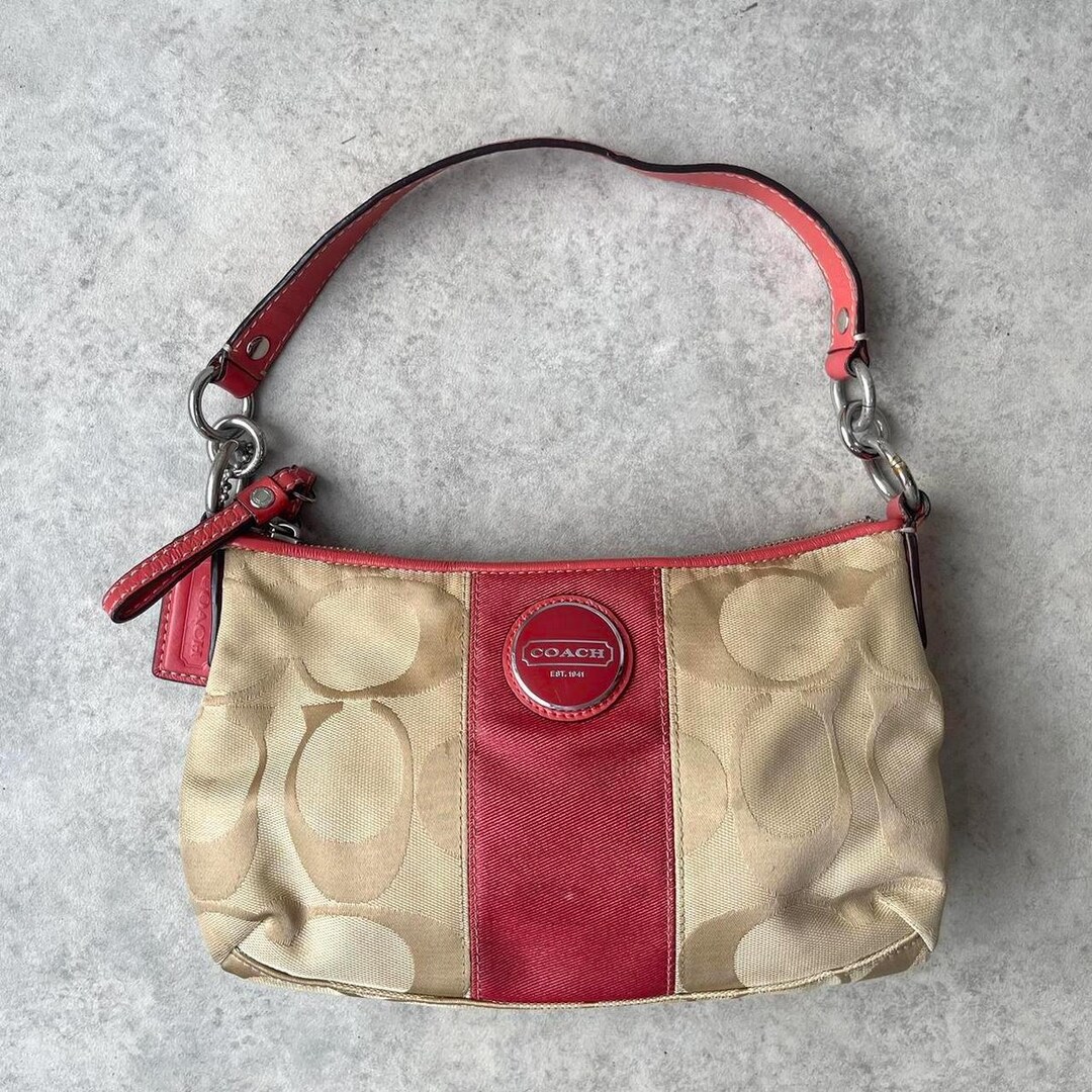 Vintage Y2k Coach Monogram Shoulder Bag Cream Pink - Etsy