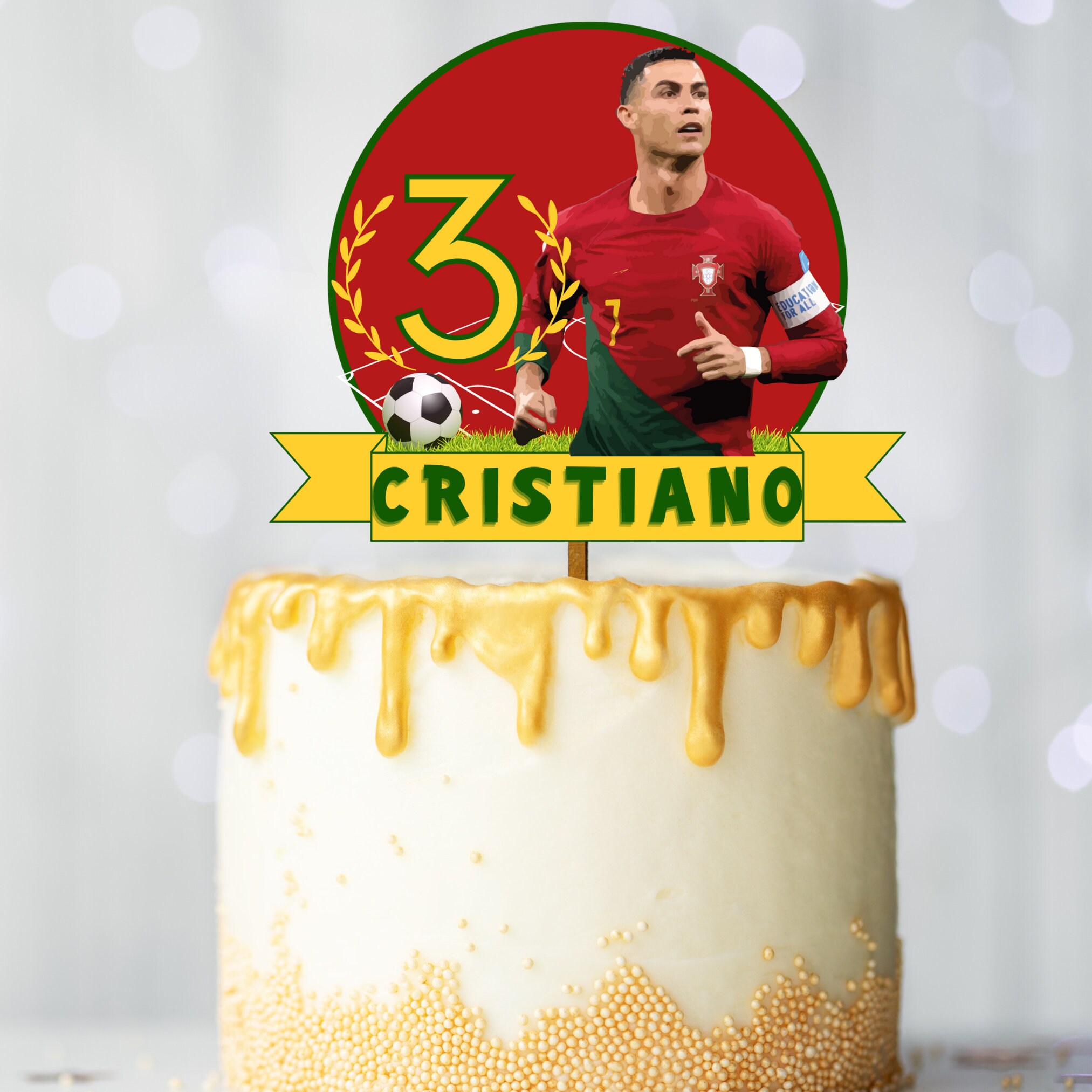 Crisitano Ronaldo Cake Topper, Customizable Soccer-themed Cake Topper ...