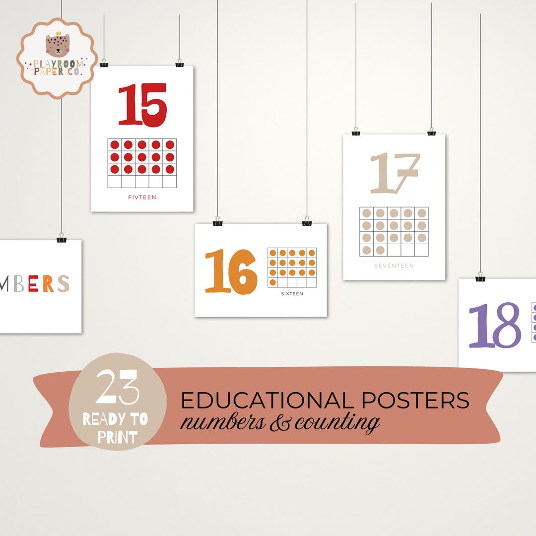Numbers & Counting Posters for Kids (23 Pcs) – Educational Wall Art Set ...
