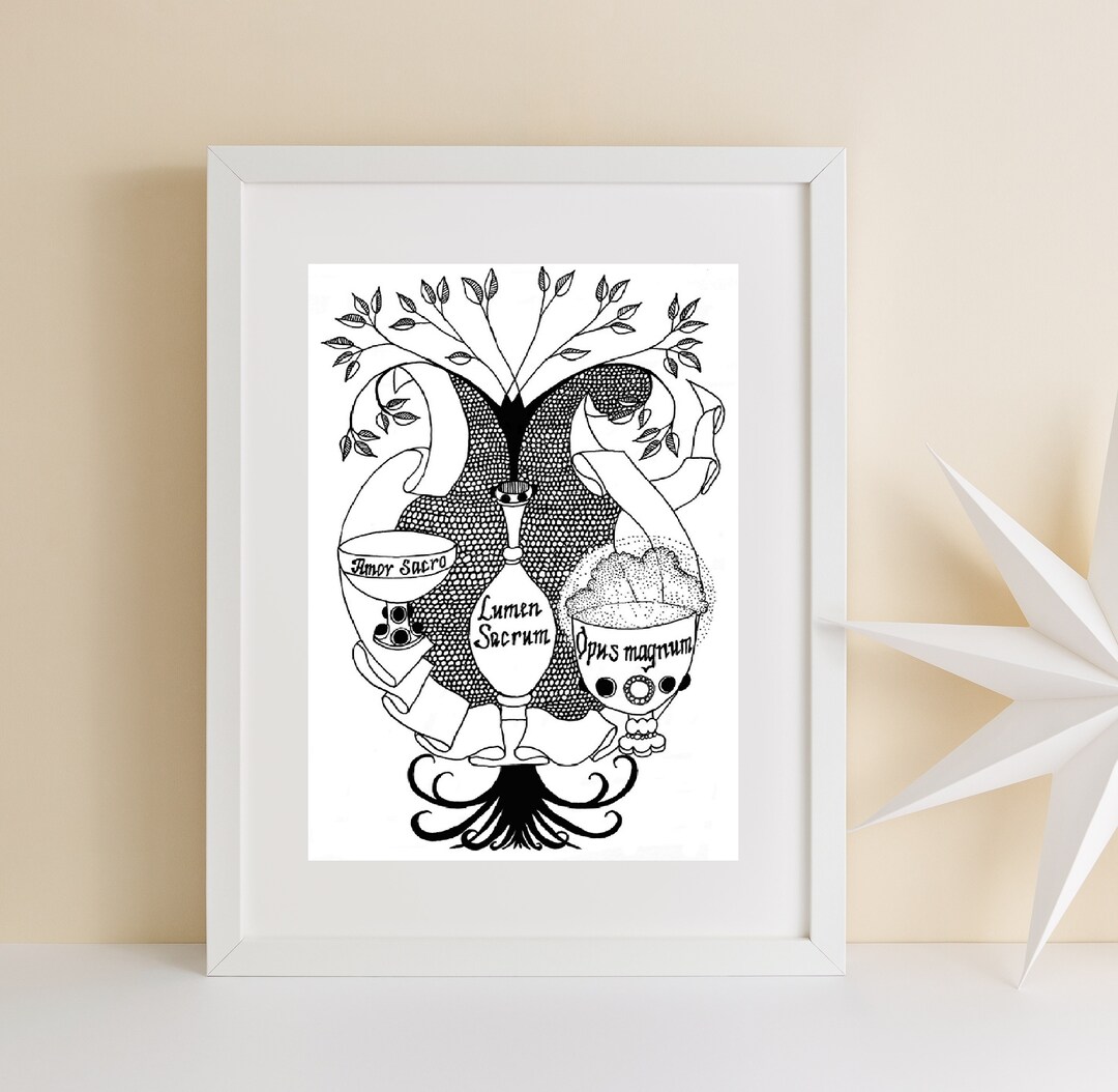 Three Goblets. Ink Drawing Digital Print Poster Tattoo Wall Art Book ...