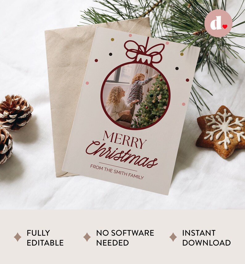 Editable Christmas Card Template With Photo Printable - Etsy