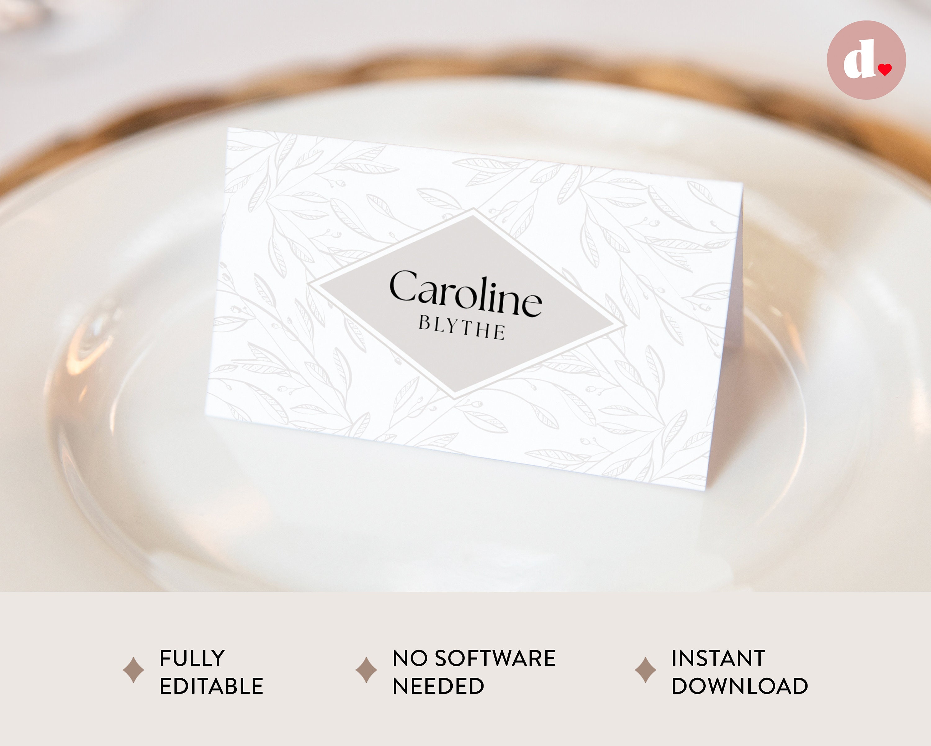 Editable Wedding Place Card Template Elegant Dinner Place Card Event ...