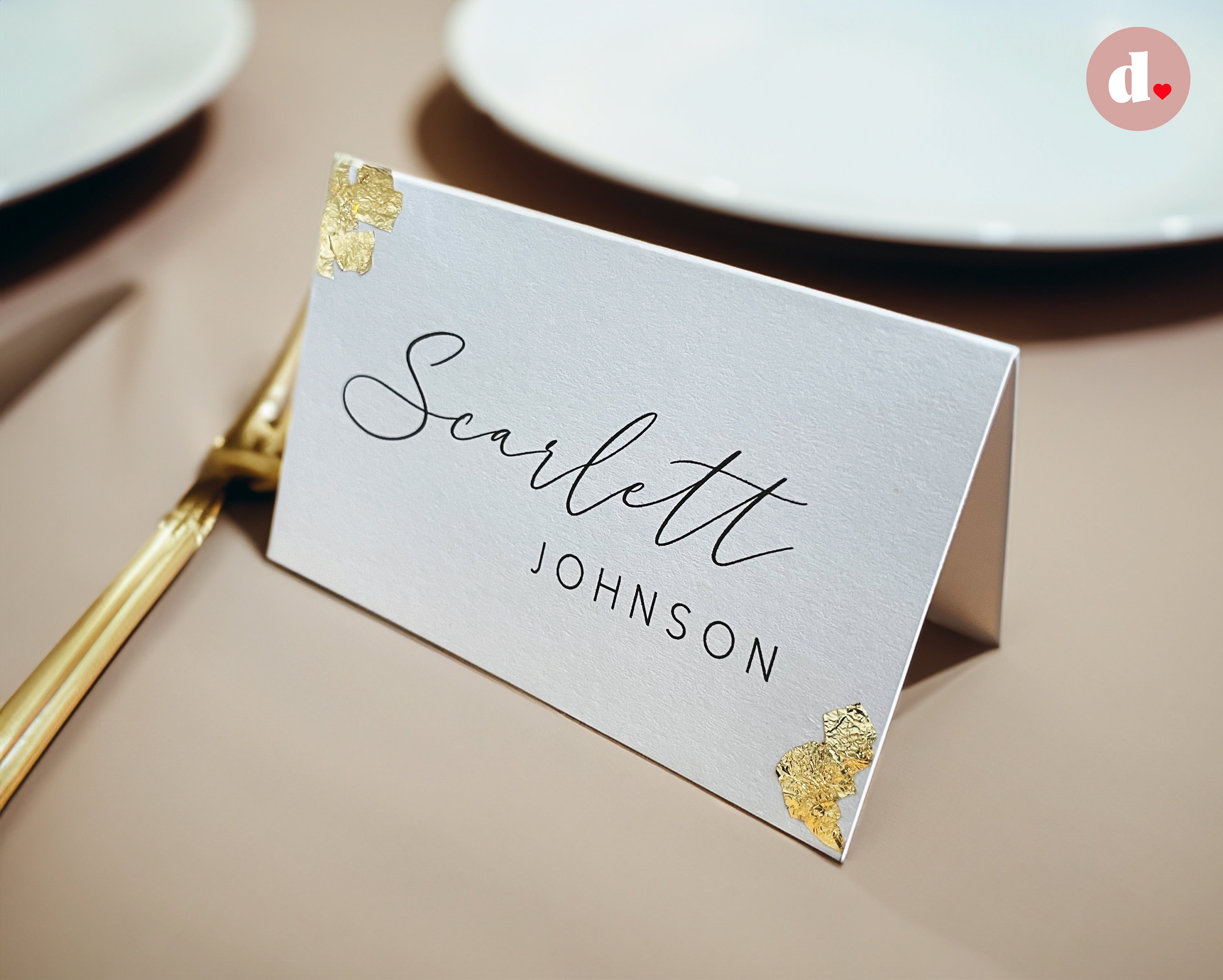 Wedding Place Card Folded Name Cards Gold Flakes Place - Etsy UK