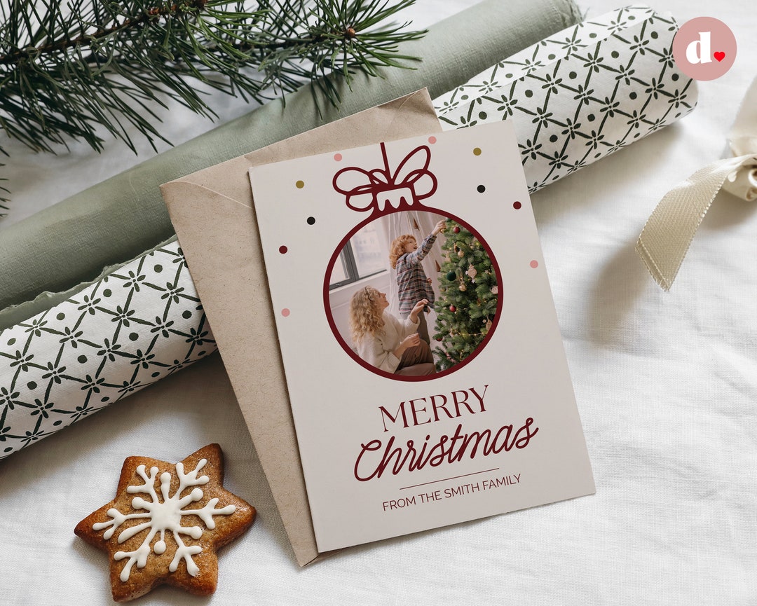 Editable Christmas Card Template With Photo Printable - Etsy