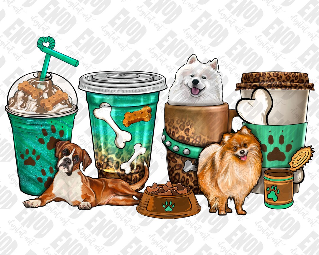 Dog Coffee Cups Png Sublimation Design Download Coffee Cups - Etsy