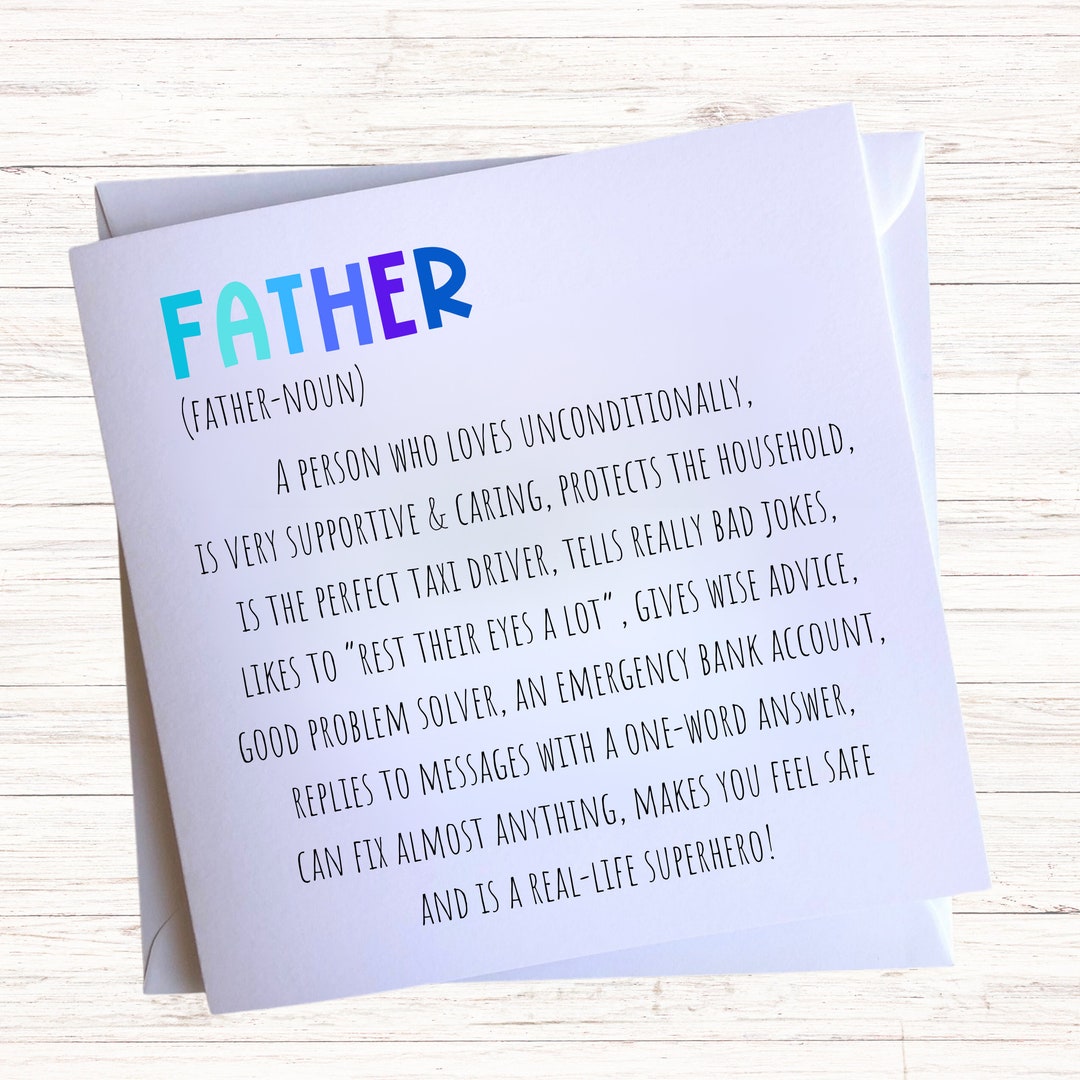 Dad Noun Card, Father's Day Card, Birthday Card for Dad, Happy Birthday ...