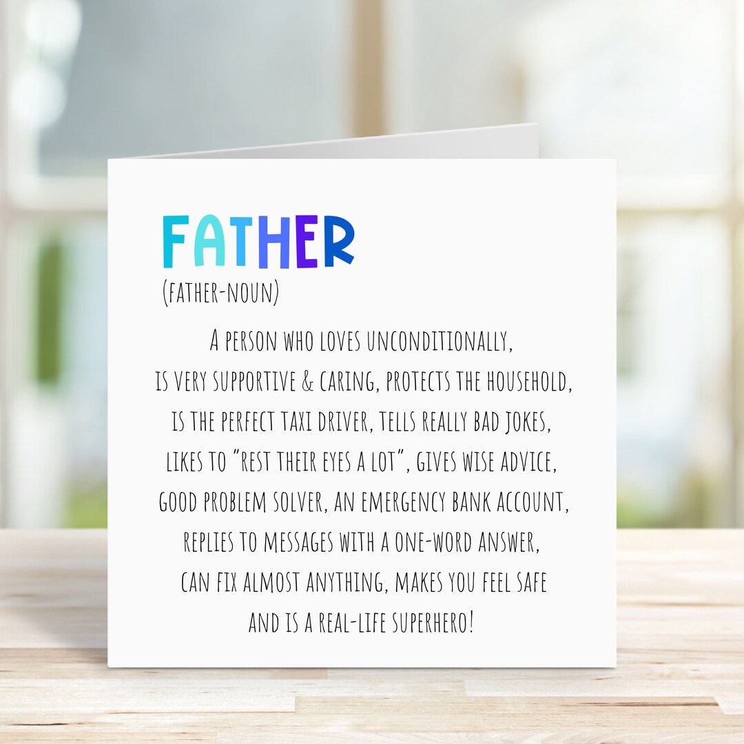 Dad Noun Card / Birthday Card for Dad / Happy Birthday Dad / Dad Card ...