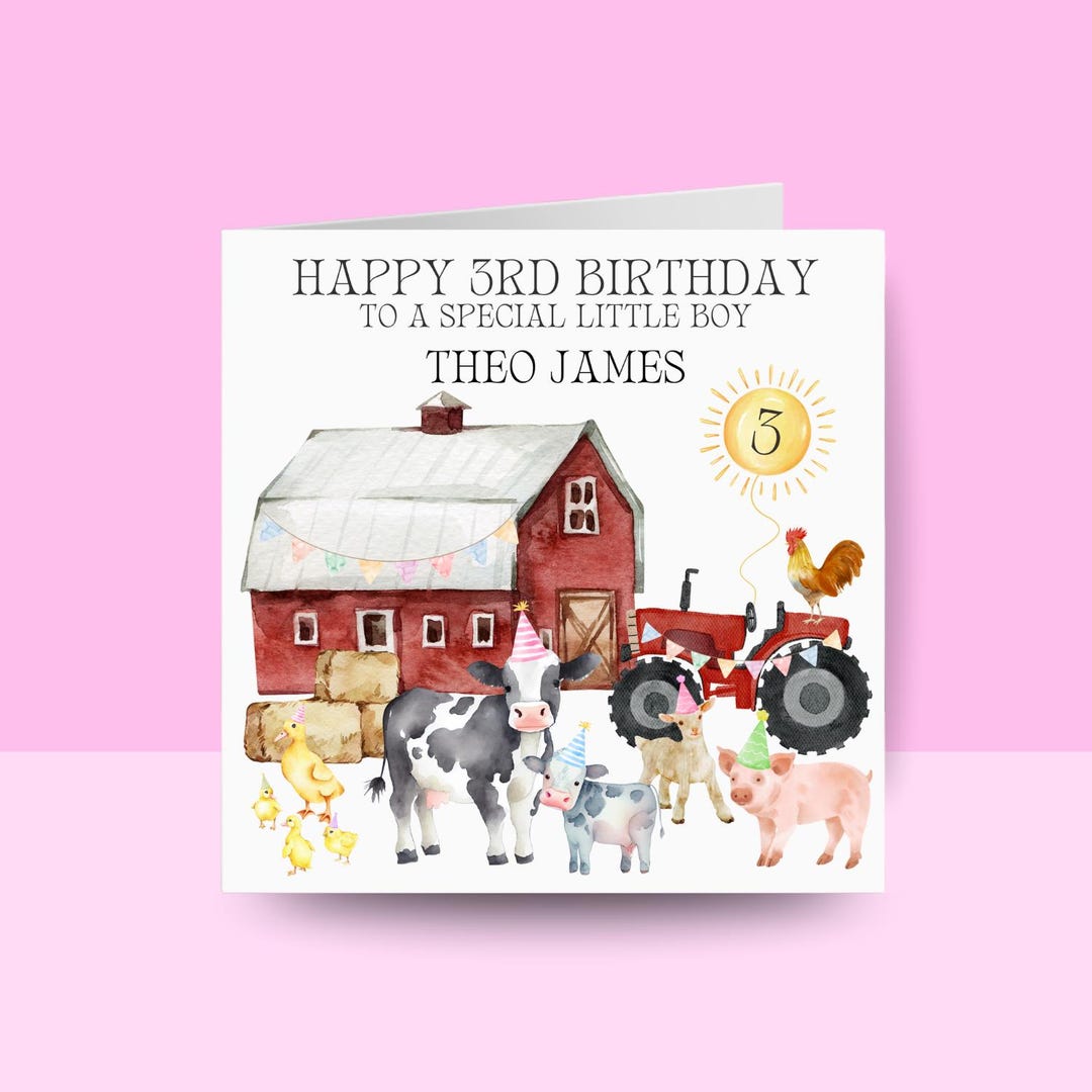 Personalised Kids Farm Animal Birthday Card | Farmyard Birthday Card ...