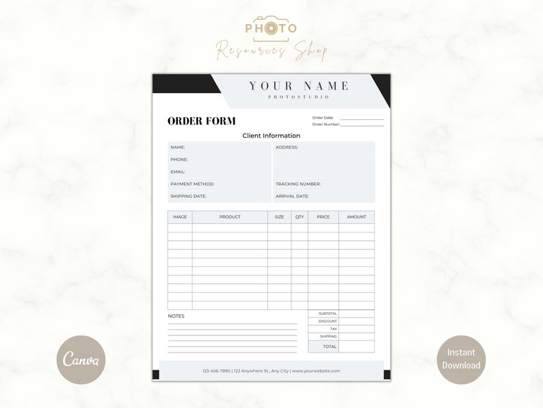 Professional Photo Order Form | Easy-to-use Canva Template ...