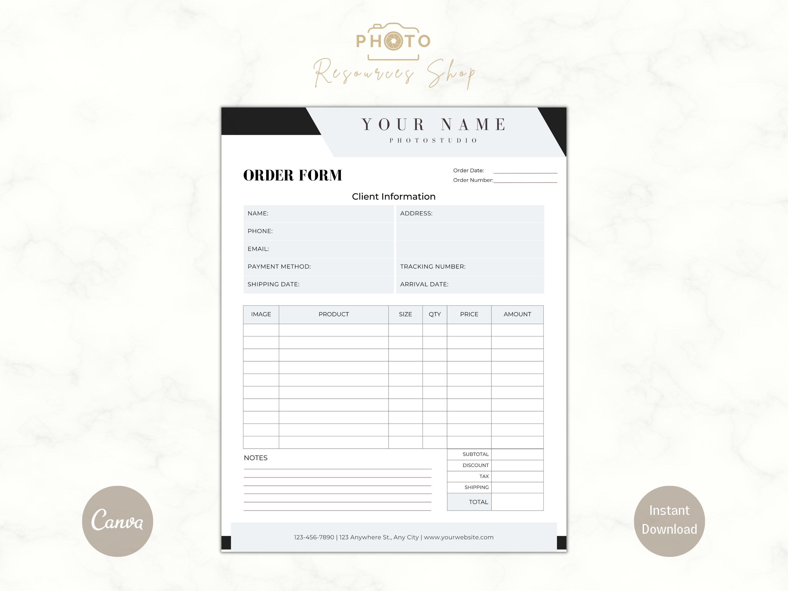 Professional Photo Order Form | Easy-to-use Canva Template ...