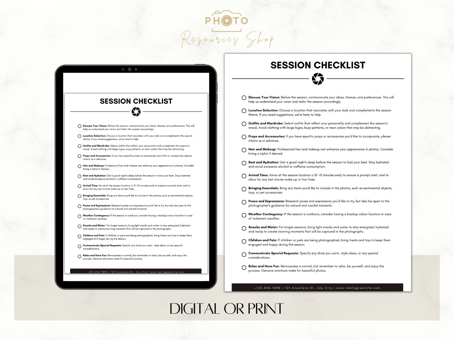Photography Session Checklist Template | Photo Session List | Canva ...