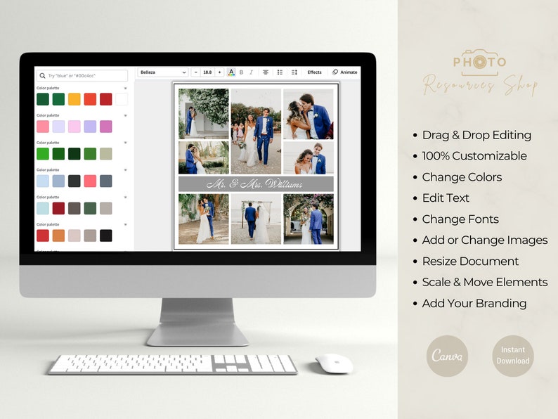 Wedding Photo Collage Template | Wall Print | Online Sharing | Square ...